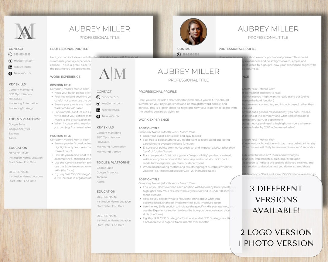 Modern Resume Templates for Google Docs, Canva, Curriculum Vitae Bundle ...