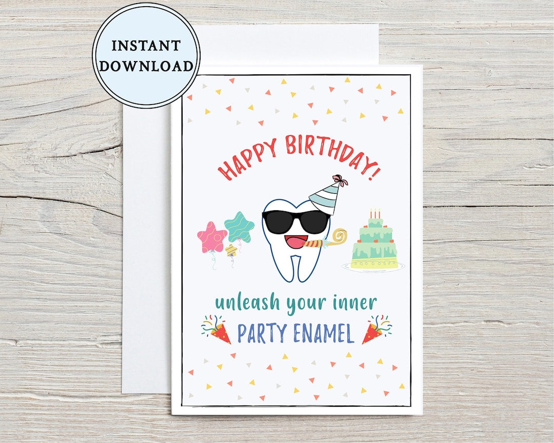 Dentist Birthday Card, Printable Dental Birthday Card, Instant Download ...