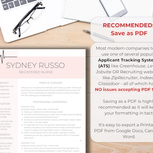 Nursing Resume Template Google Docs, Registered Nurse RN, Canva CV ...