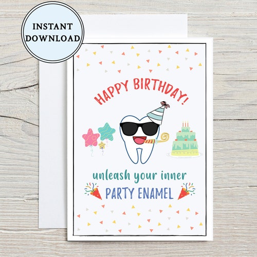 Dentist Birthday Card Printable Dental Birthday Card Instant - Etsy