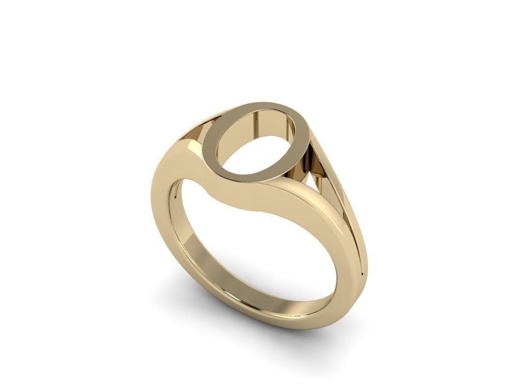 CUSTOM LETTER Gold Ring 10K, 14K, 18K Gold INITIAL Ring Stackable Name ...