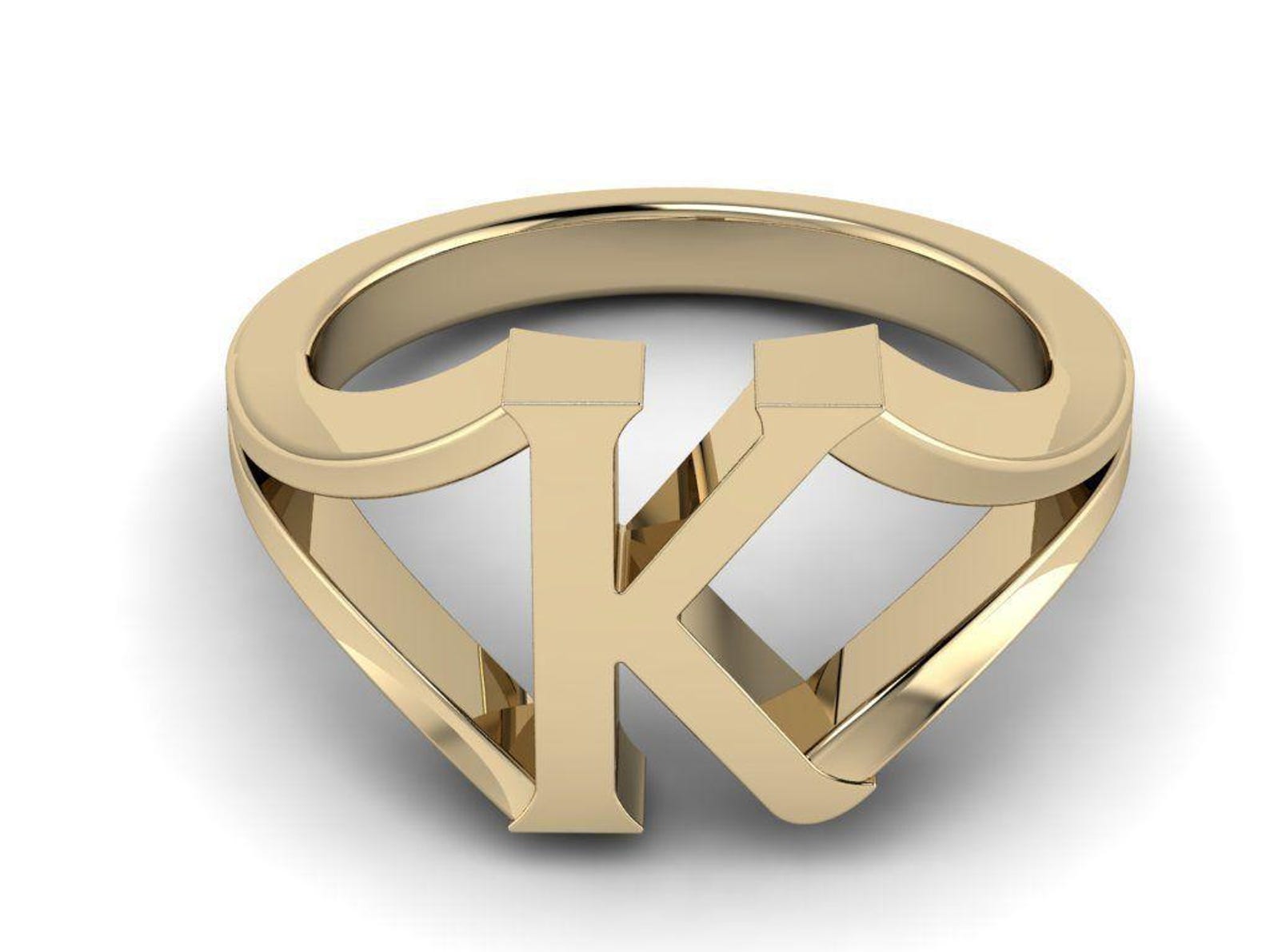 Gold Letter K Ring L Elegant Alphabet Jewelry L Sleek Initial Band for ...