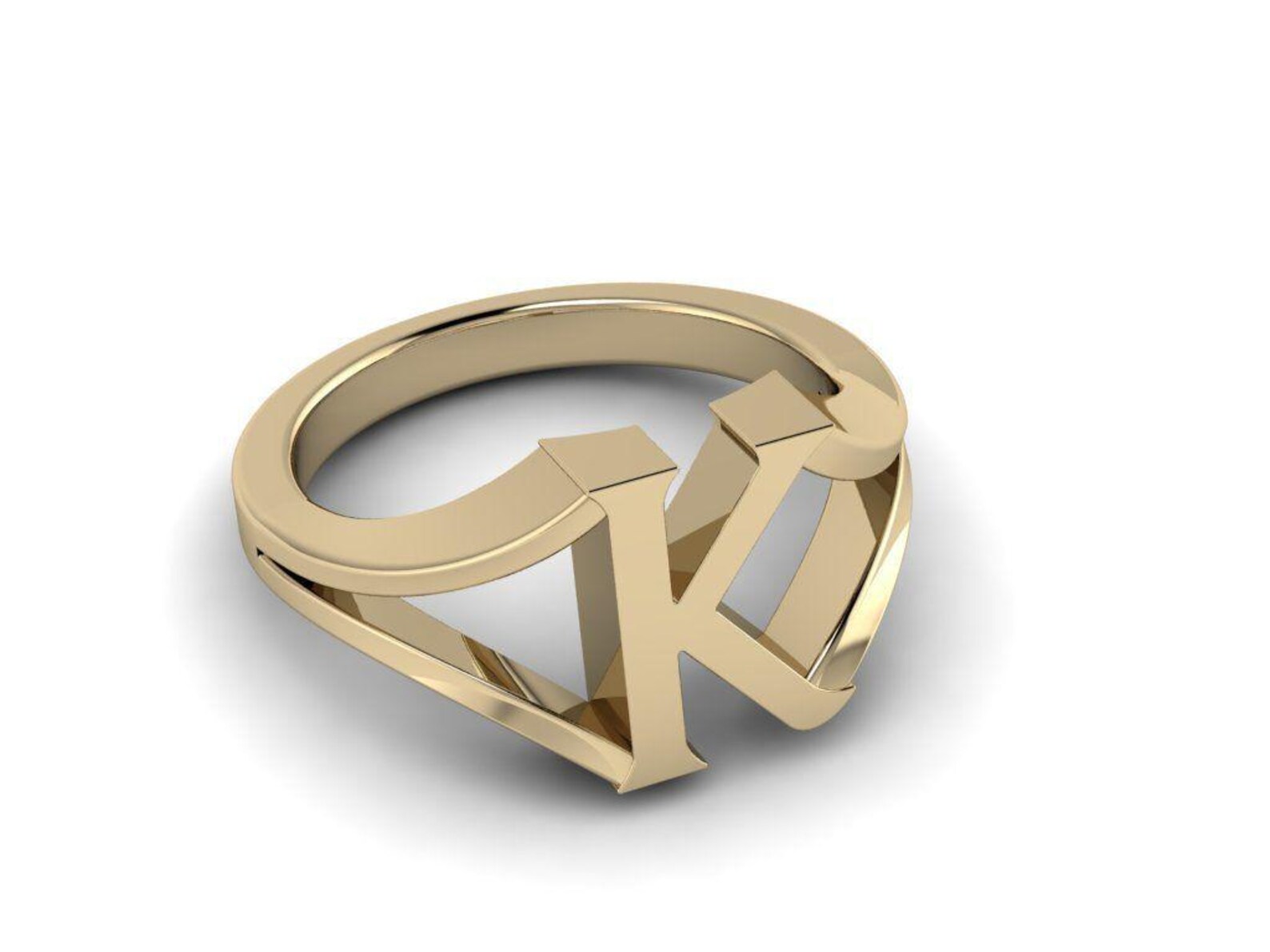 Gold Letter K Ring L Elegant Alphabet Jewelry L Sleek Initial Band for ...