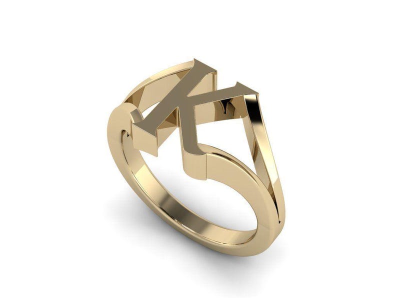 Gold Letter K Ring L Elegant Alphabet Jewelry L Sleek Initial Band for ...