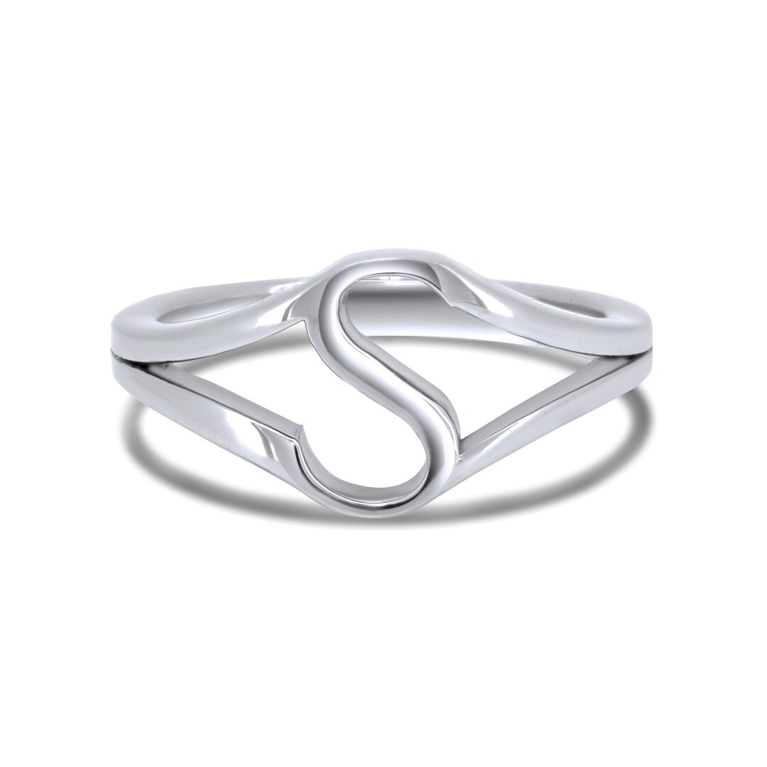 CUSTOM LETTER Gold Ring 10K, 14K, 18K Gold INITIAL Ring Stackable Name ...