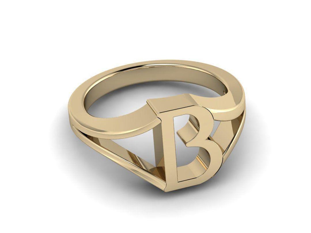 Gold Letter B Ring L Personalized Initial Jewelry L Stylish Alphabet ...