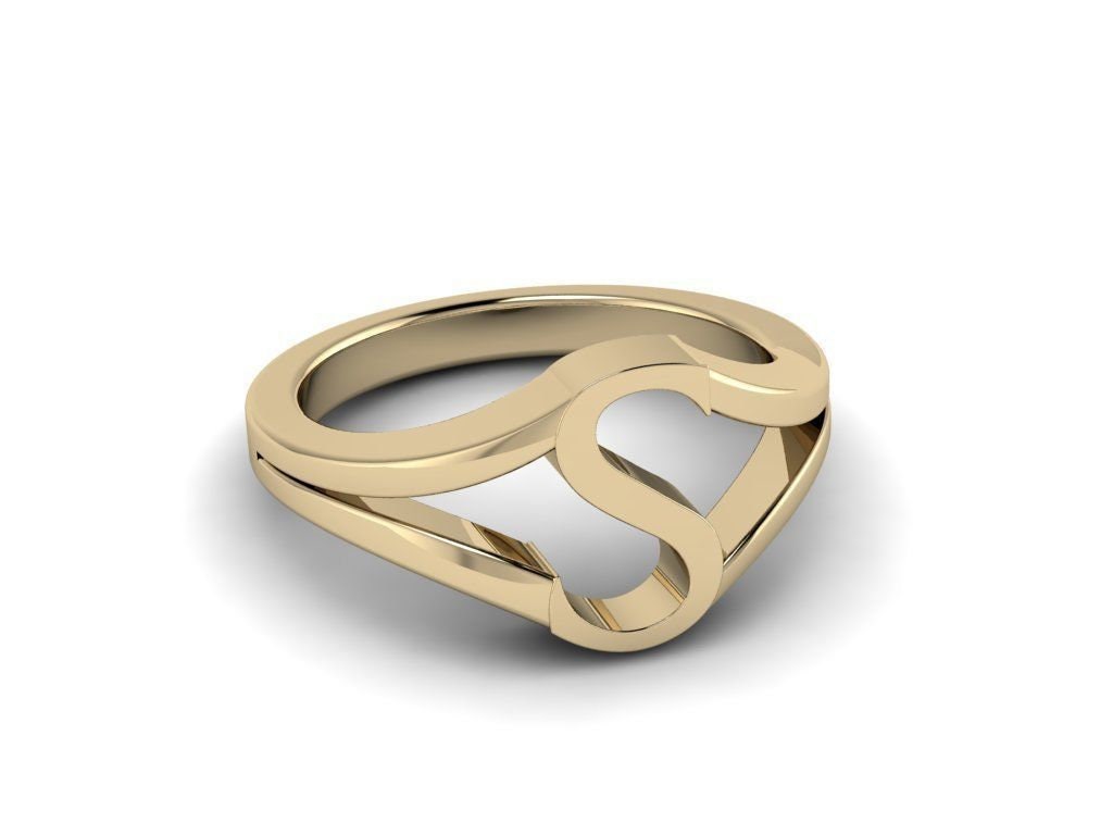 CUSTOM LETTER Gold Ring 10K 14K 18K Gold INITIAL Ring - Etsy