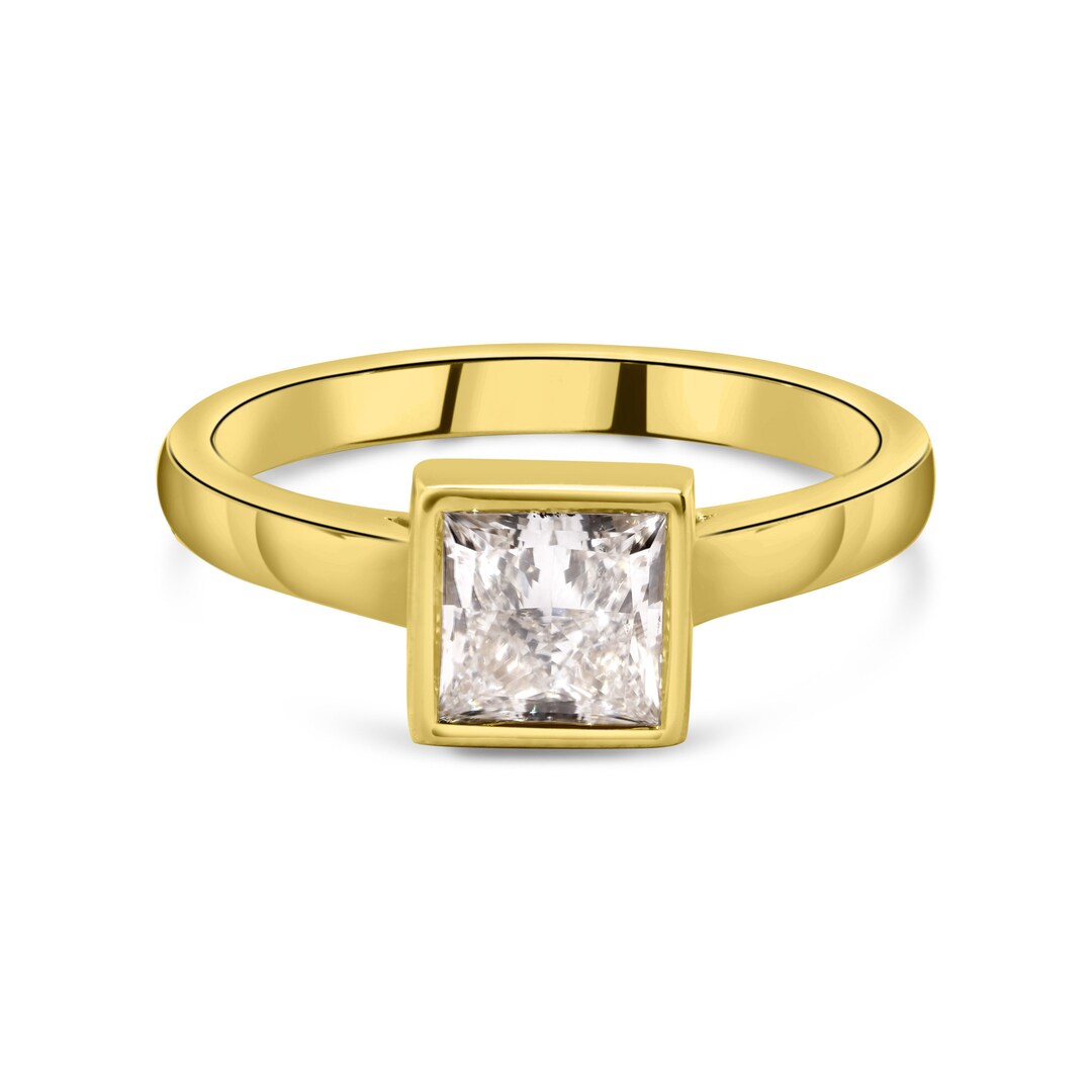 Princess Cut Cvd Diamond 1 Cerate Solitaire Ring - Etsy