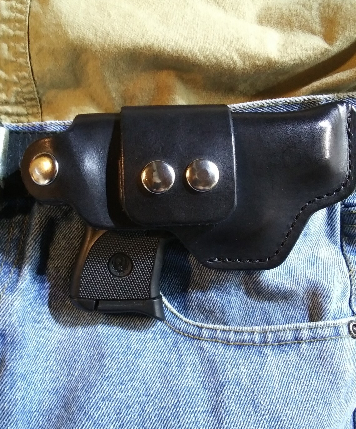 Ruger LCP Cross Draw Driving Holster, Leather Thumb Break, Right Hand ...