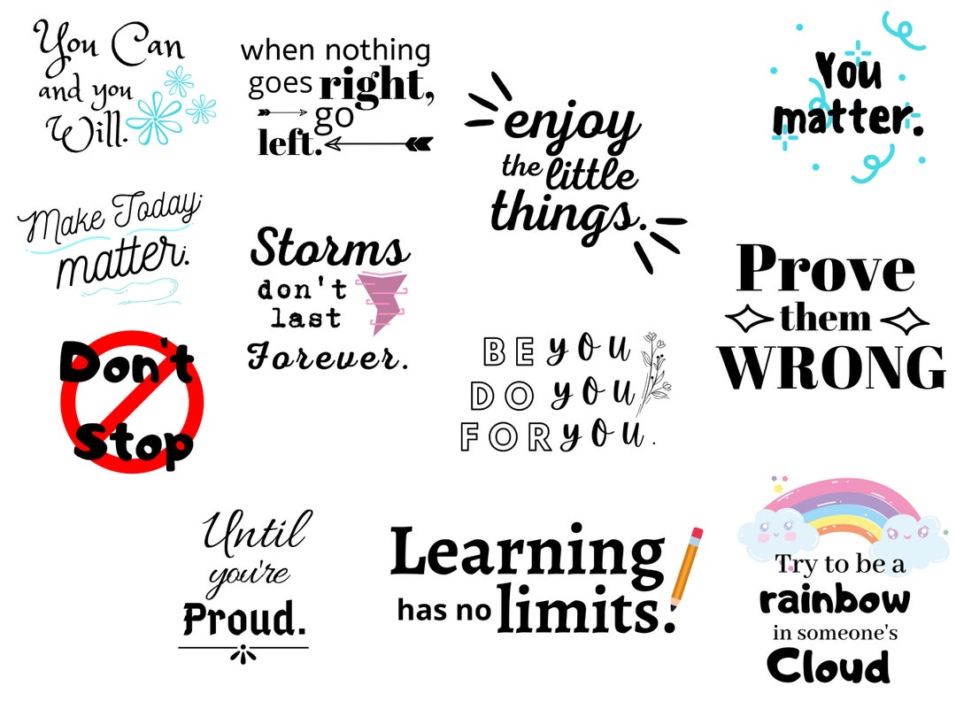 Motivational Quotes Digital Stickers, Precropped Digital Planner ...