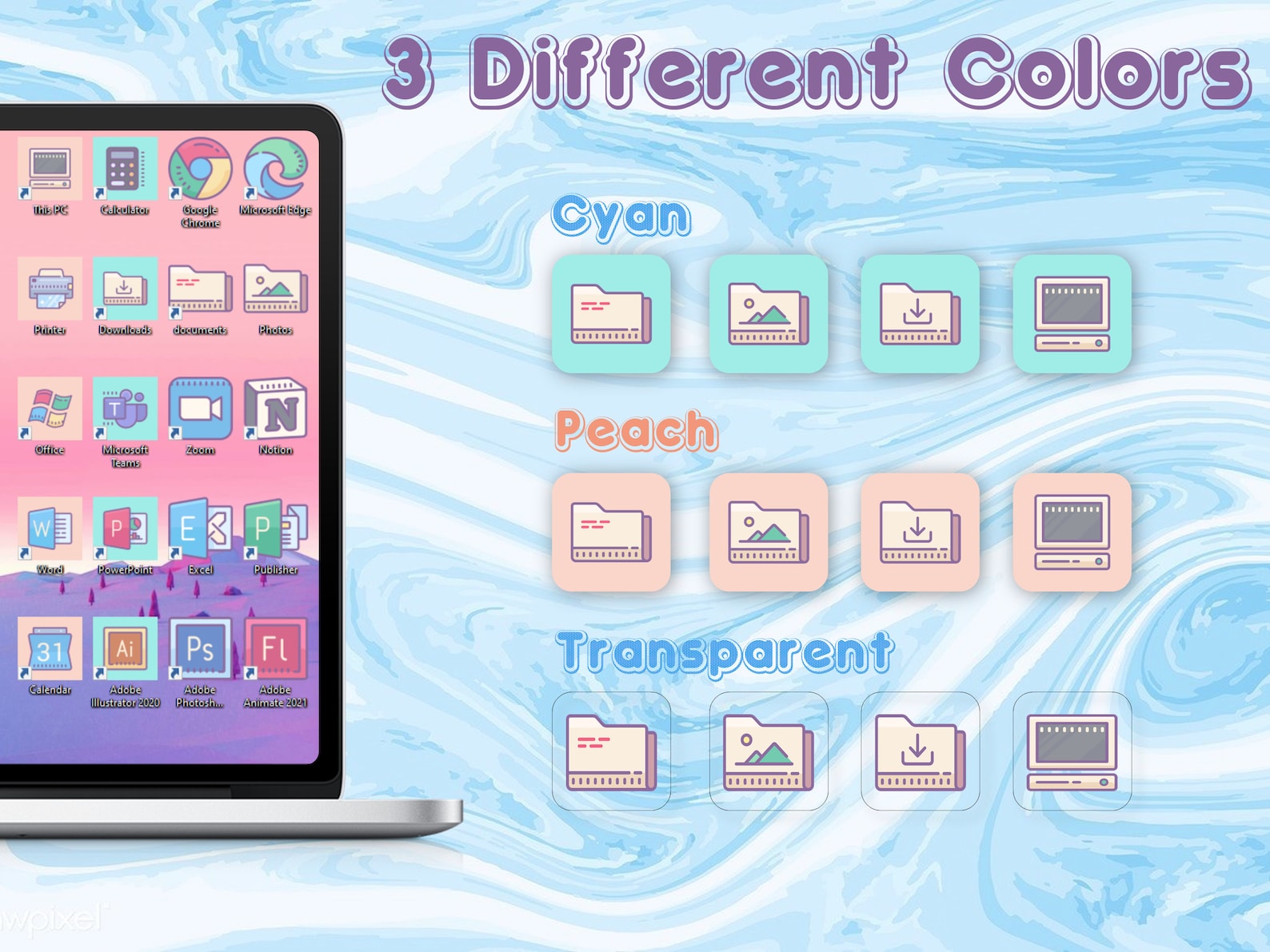 Pastel Desktop Icons Pastel Desktop Wallpaper Pastel MacBook | Etsy