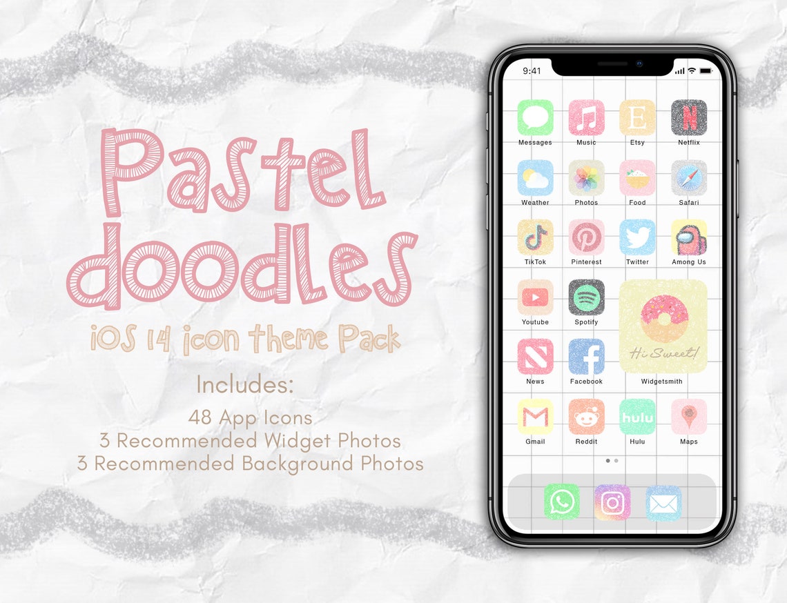 Cute Pastel Ios 14 App Icons Hand Drawn Ios 14 Icons Doodle - Etsy