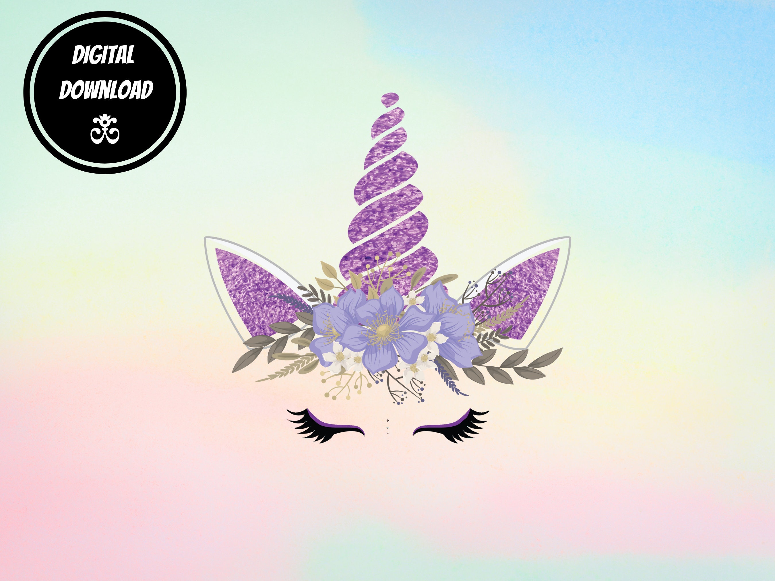 Purple Glitter Unicorn Unicorn Clip Art Unicorn PNG Glitter | Etsy