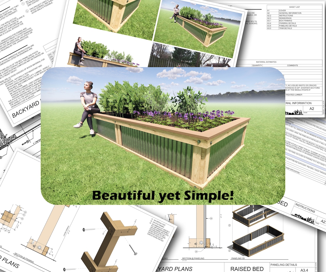 Metal Planter Plans / PDF Plans / Raised Bed / Corrugated Metal Planter ...
