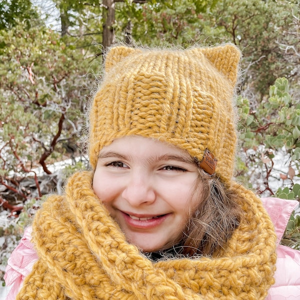 Knitted Cat Ear Hat - Etsy