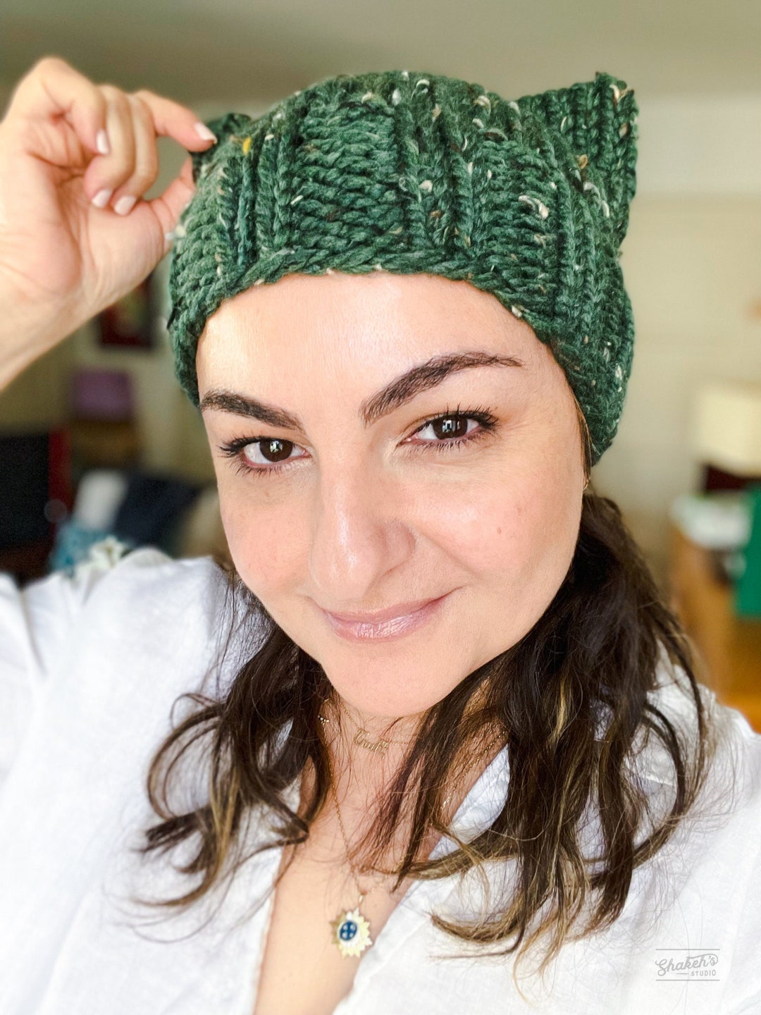 WOMEN’S KITTEN BEANIE | Chunky Cat Ear Hat | Super Bulky Yarn | Cat ...
