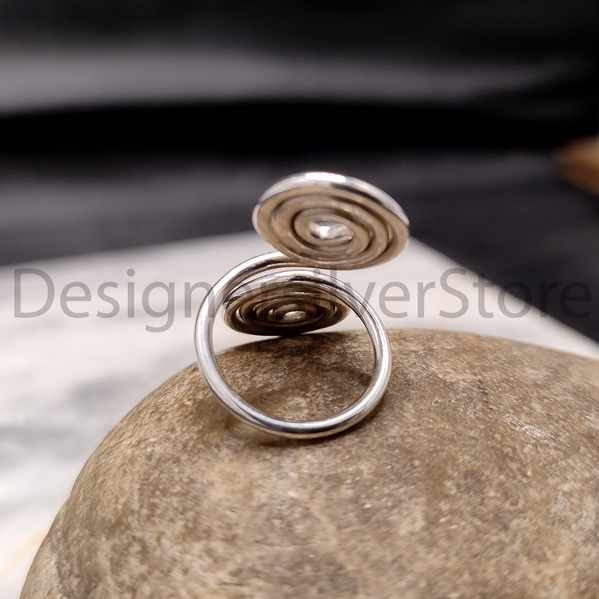 925 Silver Spiral Ring Double Coil Spiral Ring Adjustable - Etsy