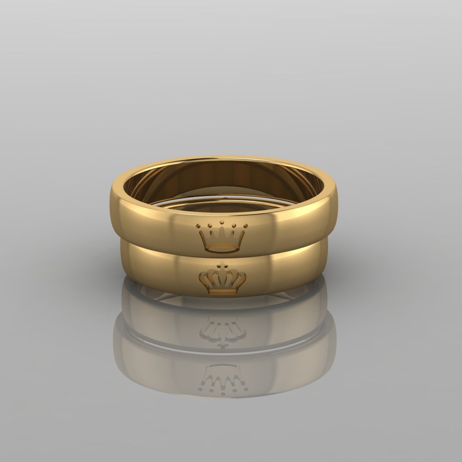 Engraved Sterling Silver Crown Rings: Matching King & Queen Couple ...
