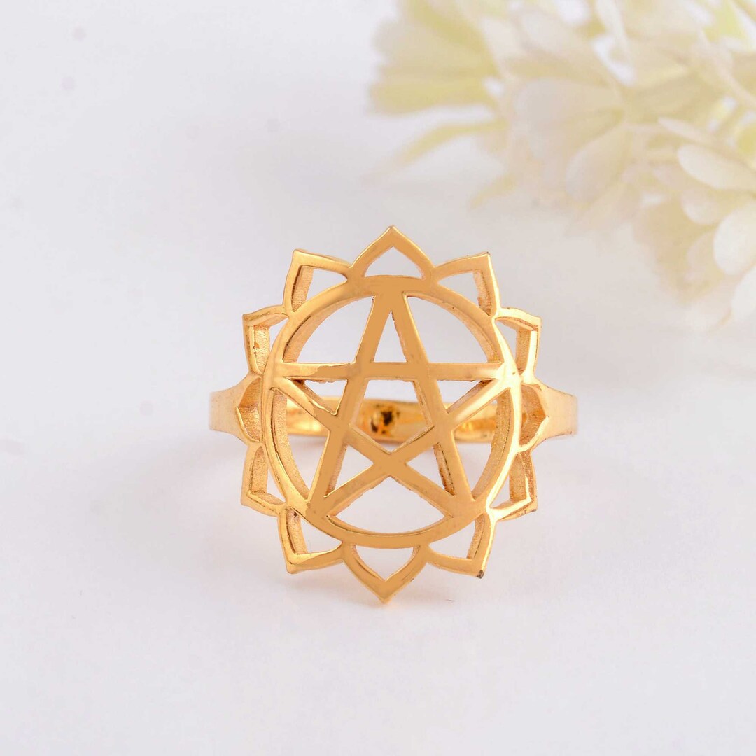 Geometric Sacred Symbol Ring, Lotus Mandala Star Ring, Brass or 925 ...