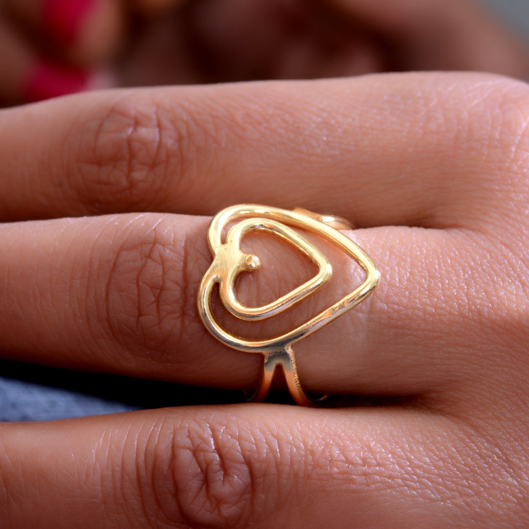 Brass Gold Heart Ring: Finger Splint, Friendship Ring - Etsy