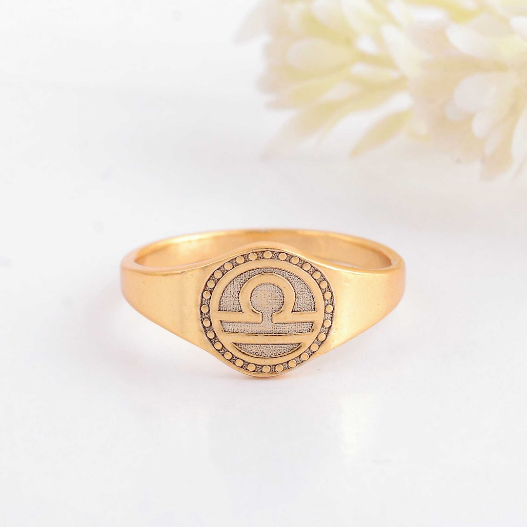 Zodiac Libra Rings, Astrology Sign Rings, Custom Zodiac Ring, 14k Gold ...