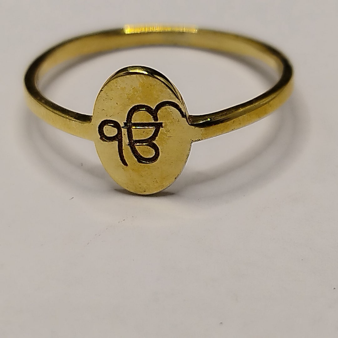 Ek Onkar Ring, Handmade Gold Plated, Punjabi Sikh Khalsa Gurmukhi ...