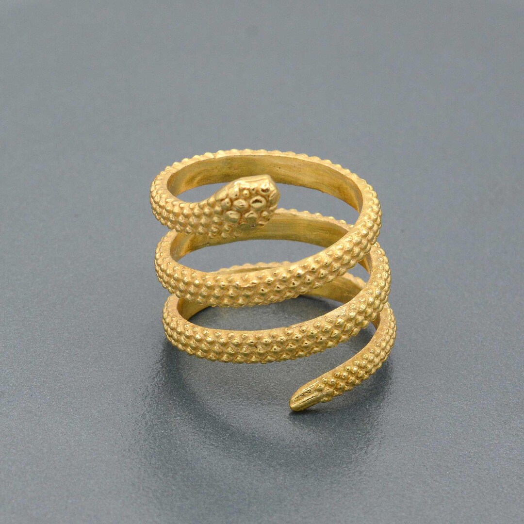 Gold Snake Ring | Adjustable Serpent Coil Ring | Textured Reptile ...