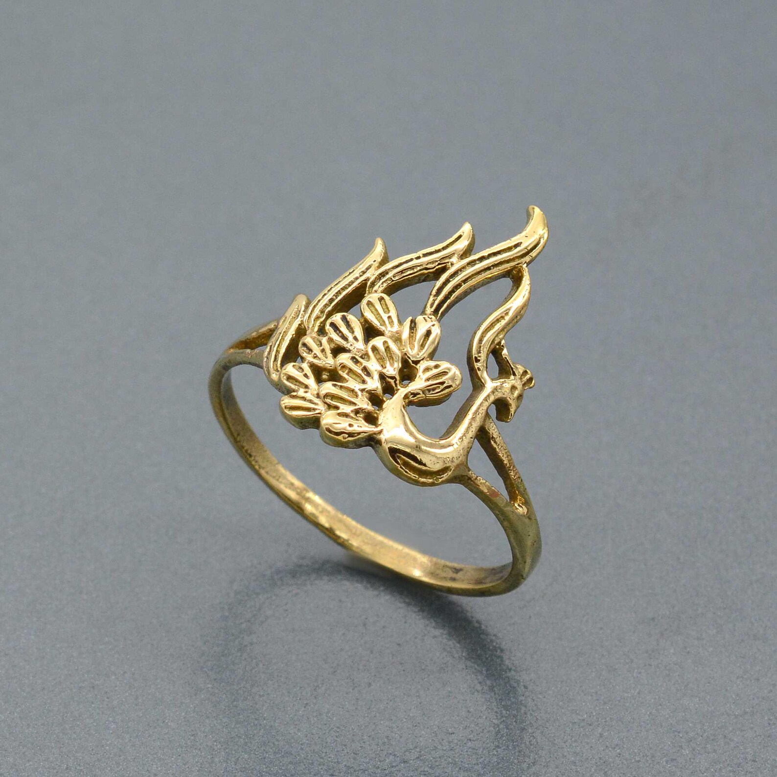 Vintage Gold Phoenix Ring – Mythical Bird Jewelry – Boho Statement Ring ...
