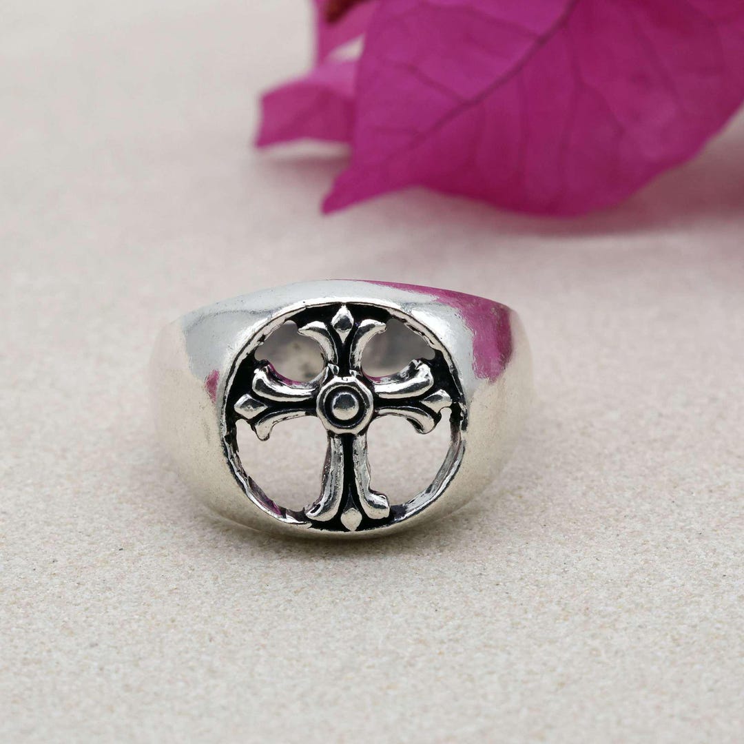 Christian Cross Symbol Et Ring, Men’s Cross Ring, Cross Signet ...