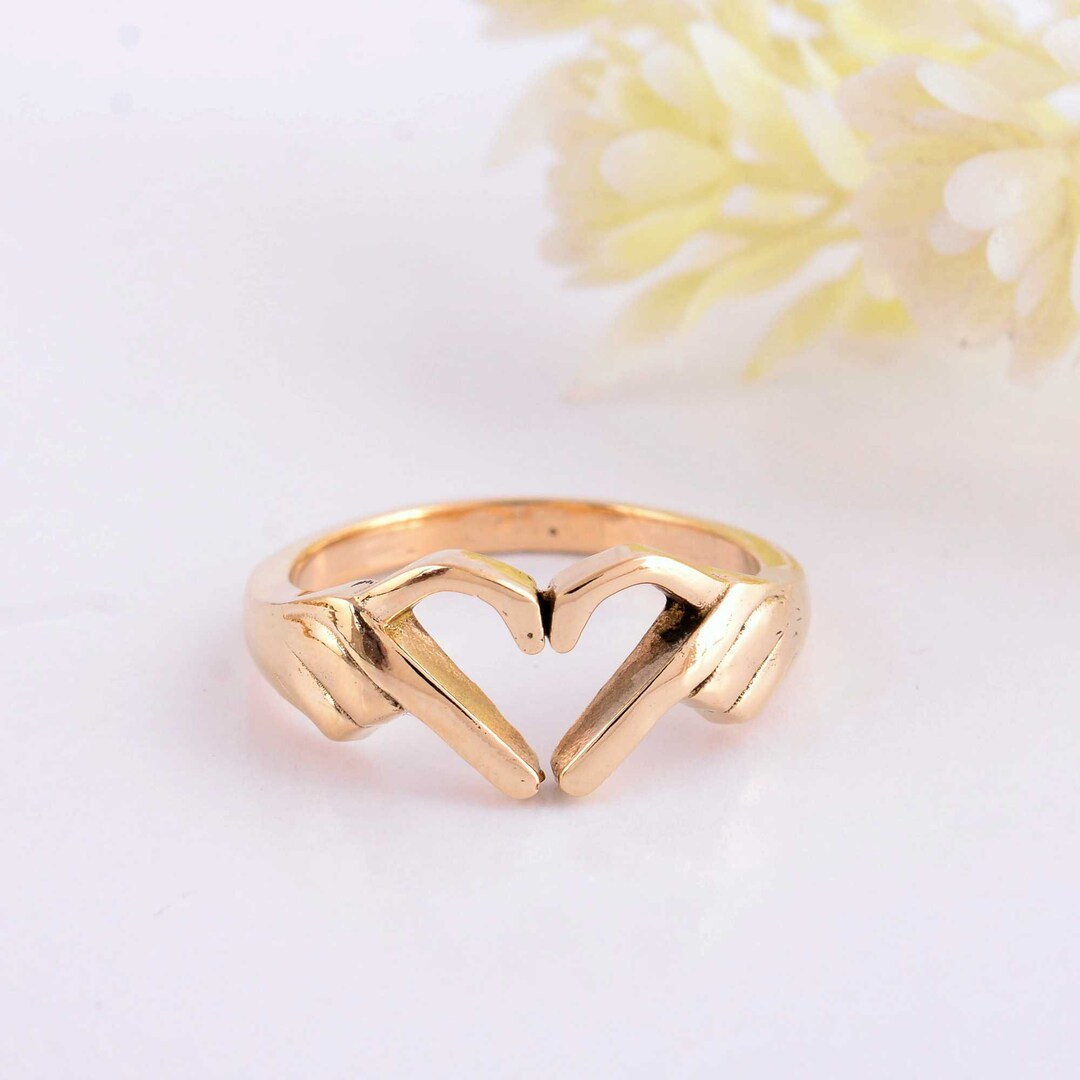 Hand Heart Rings, Adjustable Love Hug Couple Ring, 'I Love You Forever ...