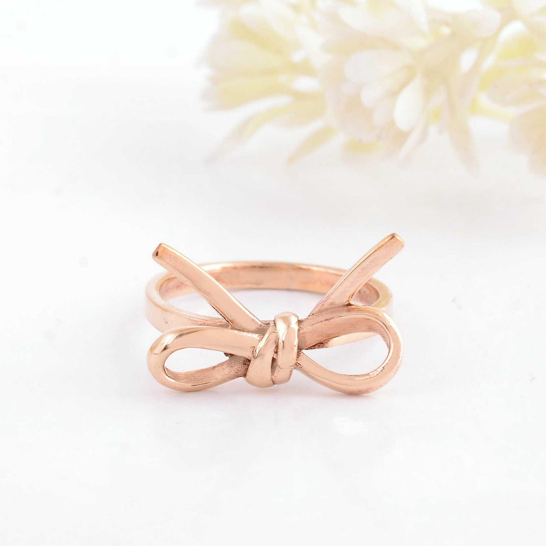 Sterling Silver Knot Bow Ring: Dainty Ribbon Band - Etsy