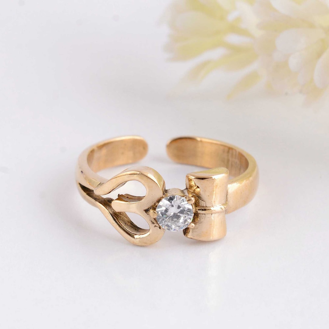 Sterling Silver Shiva Trident Trishul Ring, 925 Silver CZ Stone Ring ...