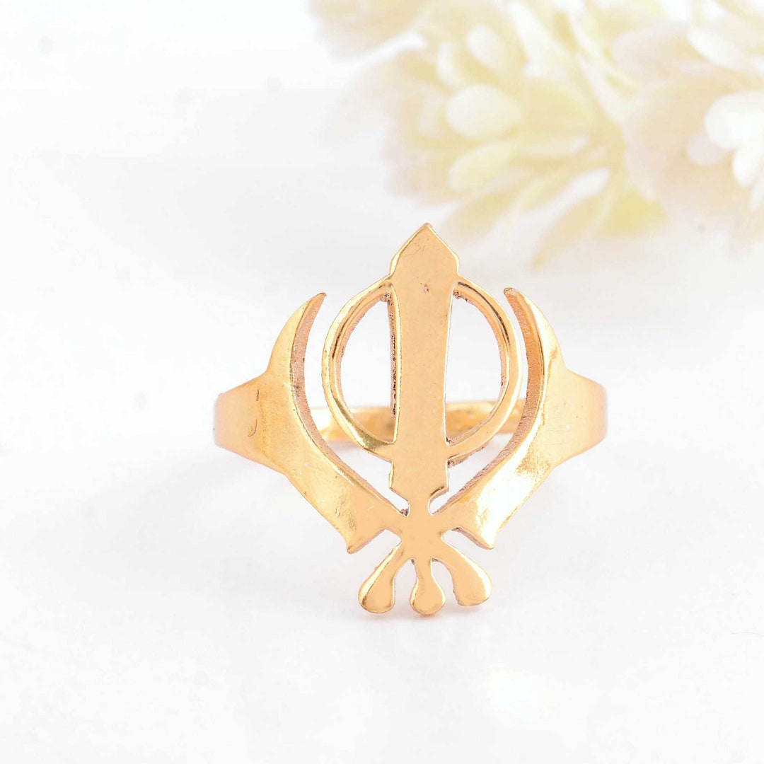 Sterling Silver Khanda Ring, Men's Rings, Handmade Punjabi Sikh Khanda Khalsa Religious Symbol ...