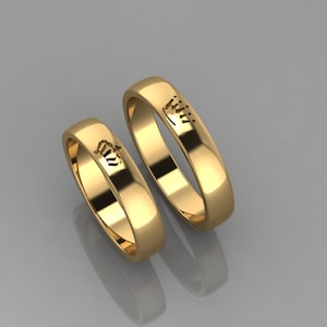 King & Queen Rings, Personalized Custom Engrave Sterling Silver Crown ...