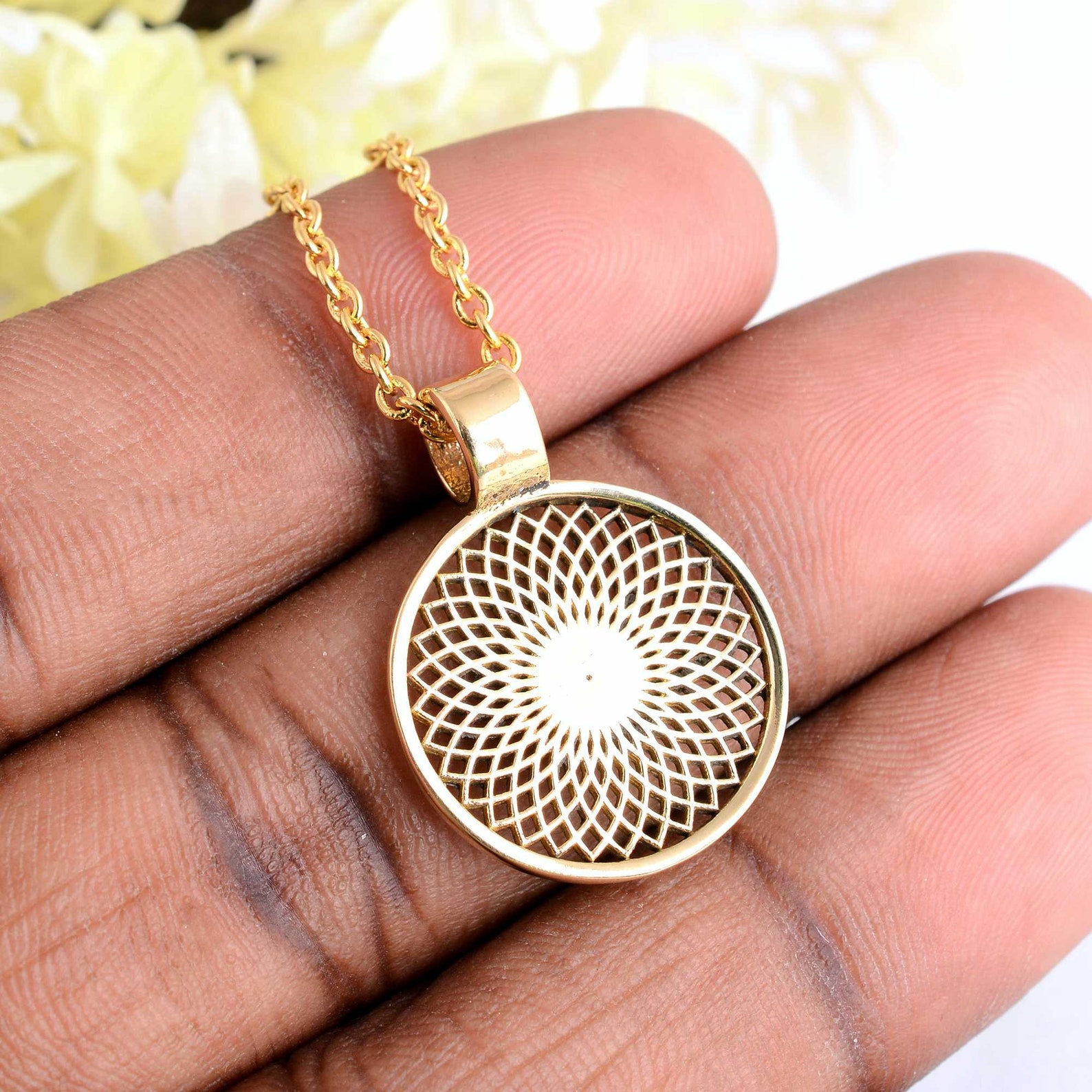 Flower of Life, Sacred Geometry Pendant, Flower Pendant, Yoga Necklace ...