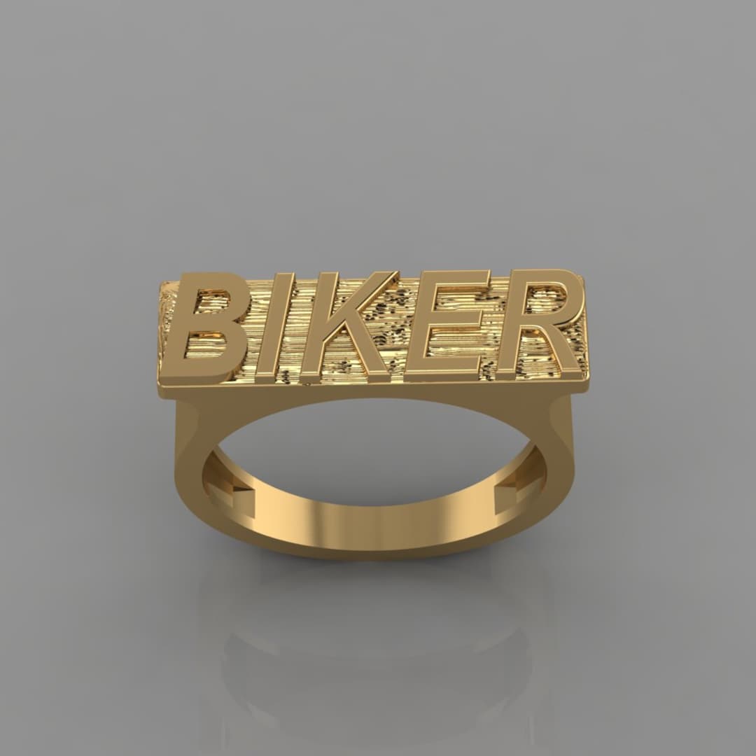 Personalized Sterling Silver Block Name Ring: Custom Initial Biker Ring - Etsy
