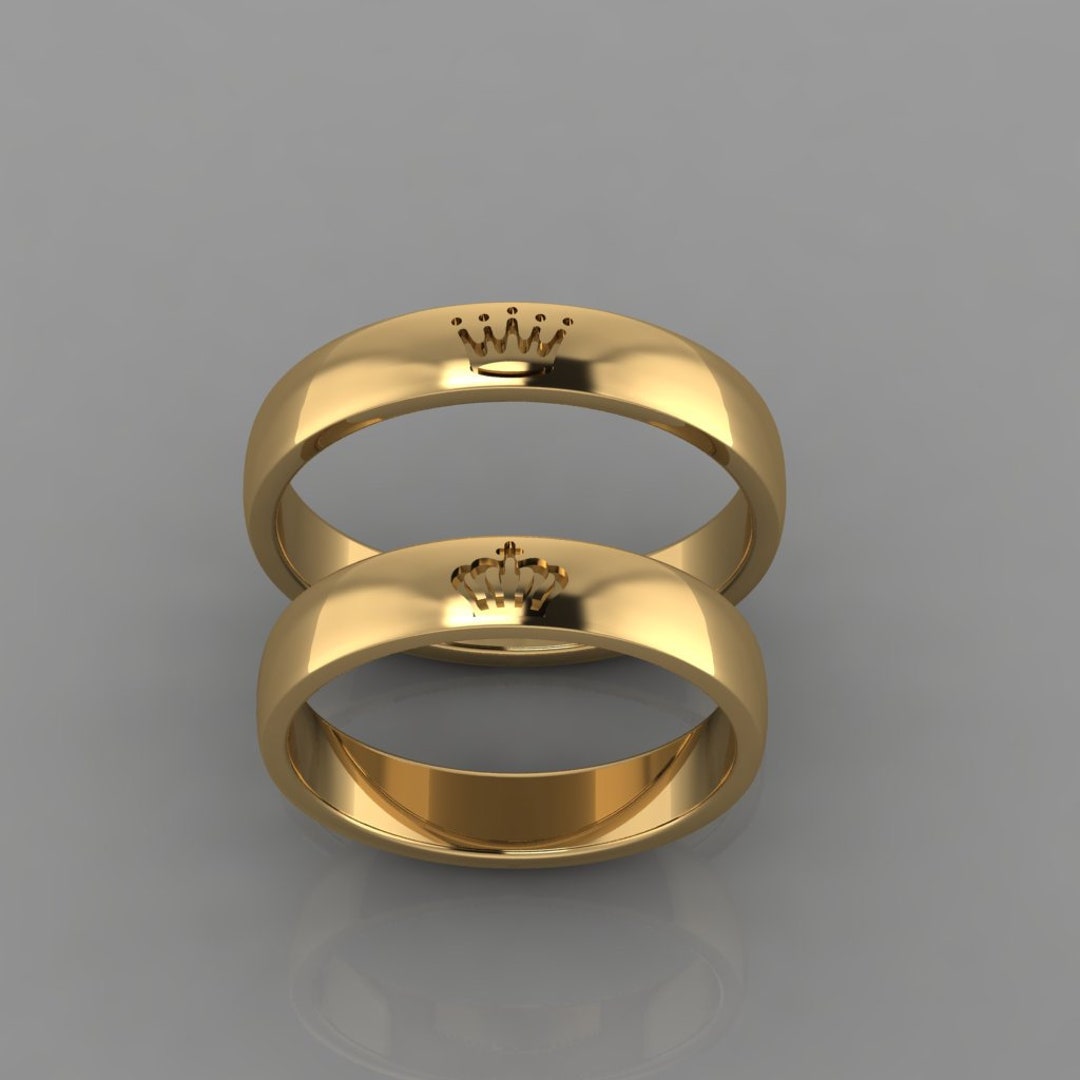 King & Queen Rings, Personalized Custom Engrave Sterling Silver Crown ...