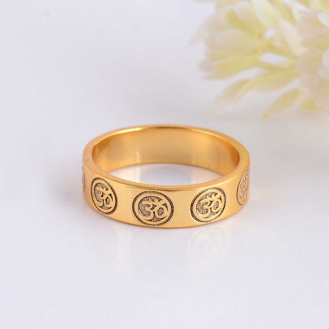 Sterling Silver Om Band Ring: Yoga Meditation Jewelry - Etsy