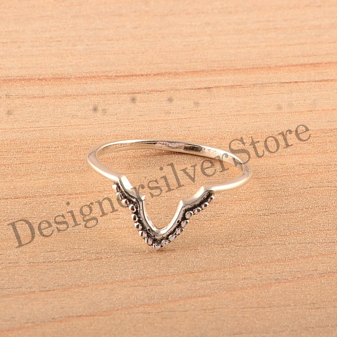 Sterling Silver Chevron Ring, V Shaped Ring, Knuckle Ring, Stacking ...