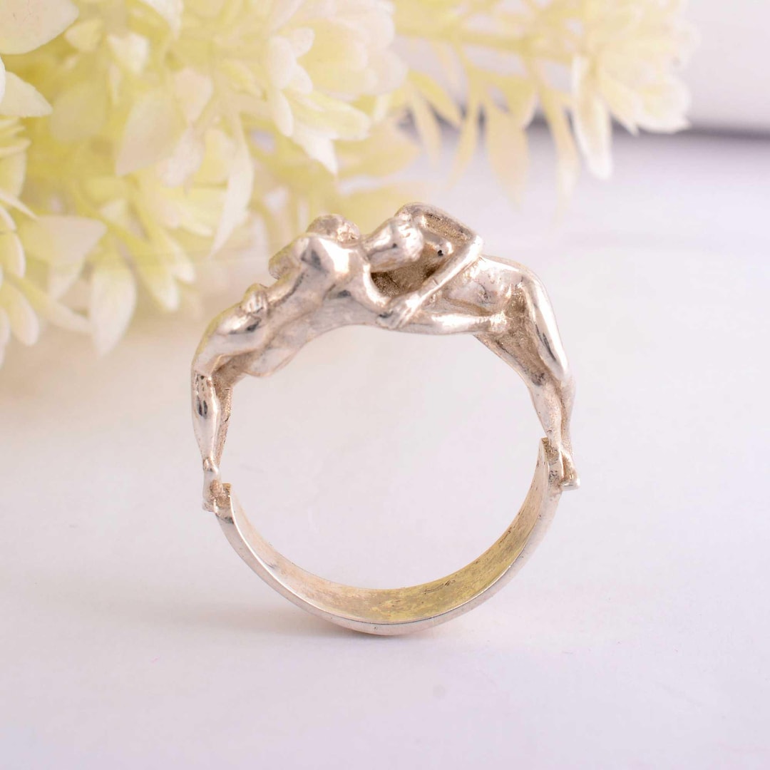 Romantic Kissing Couple Ring: 925 Sterling Silver Lovers Ring - Etsy