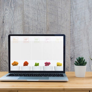 Cactus Desktop Wallpaper Organizer Clean Minimalist Design | Etsy