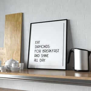 Eat Diamonds Printable Wall Art, Large Typography Poster, Feminist Wall ...