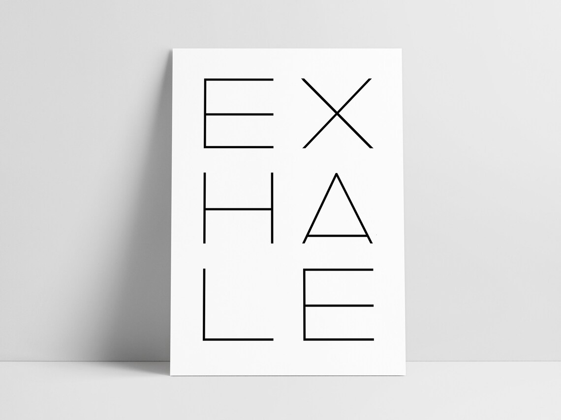Inhale Exhale Printable Wall Art Large Typography Poster | Etsy