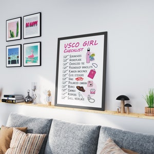 VSCO Girl Checklist Printable Wall Art, VSCO Girl Wall Poster ...