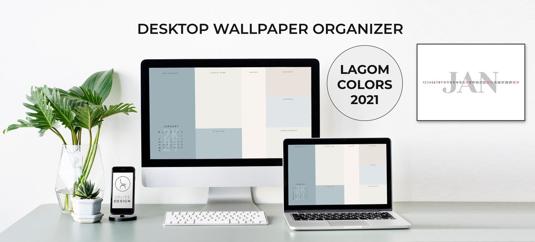 Desktop Organizer Wallpaper 2021 Calendar Modern Minimalist Design ...
