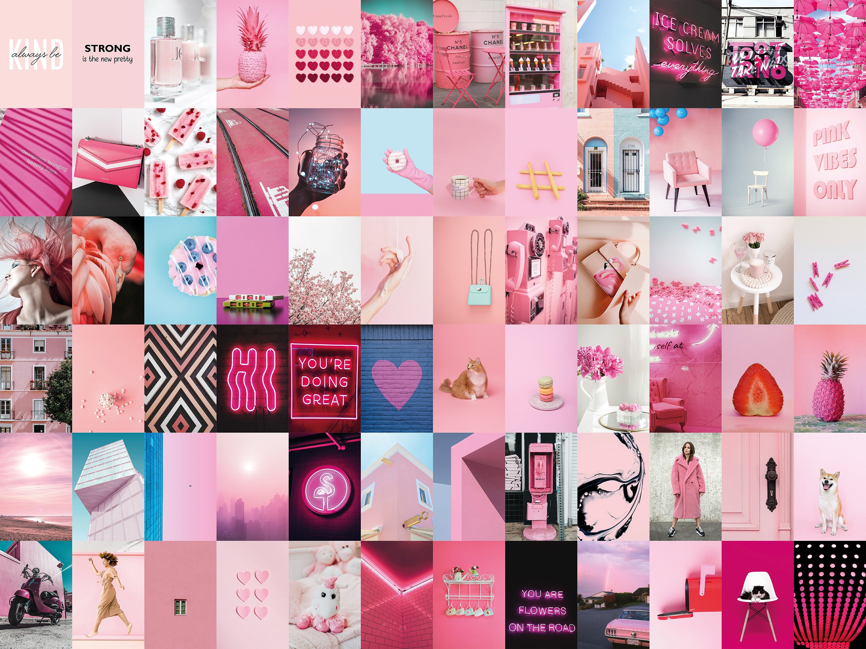 Pink Wall Collage Kit Printable Pink Collage Kit Vsco Wall Etsy