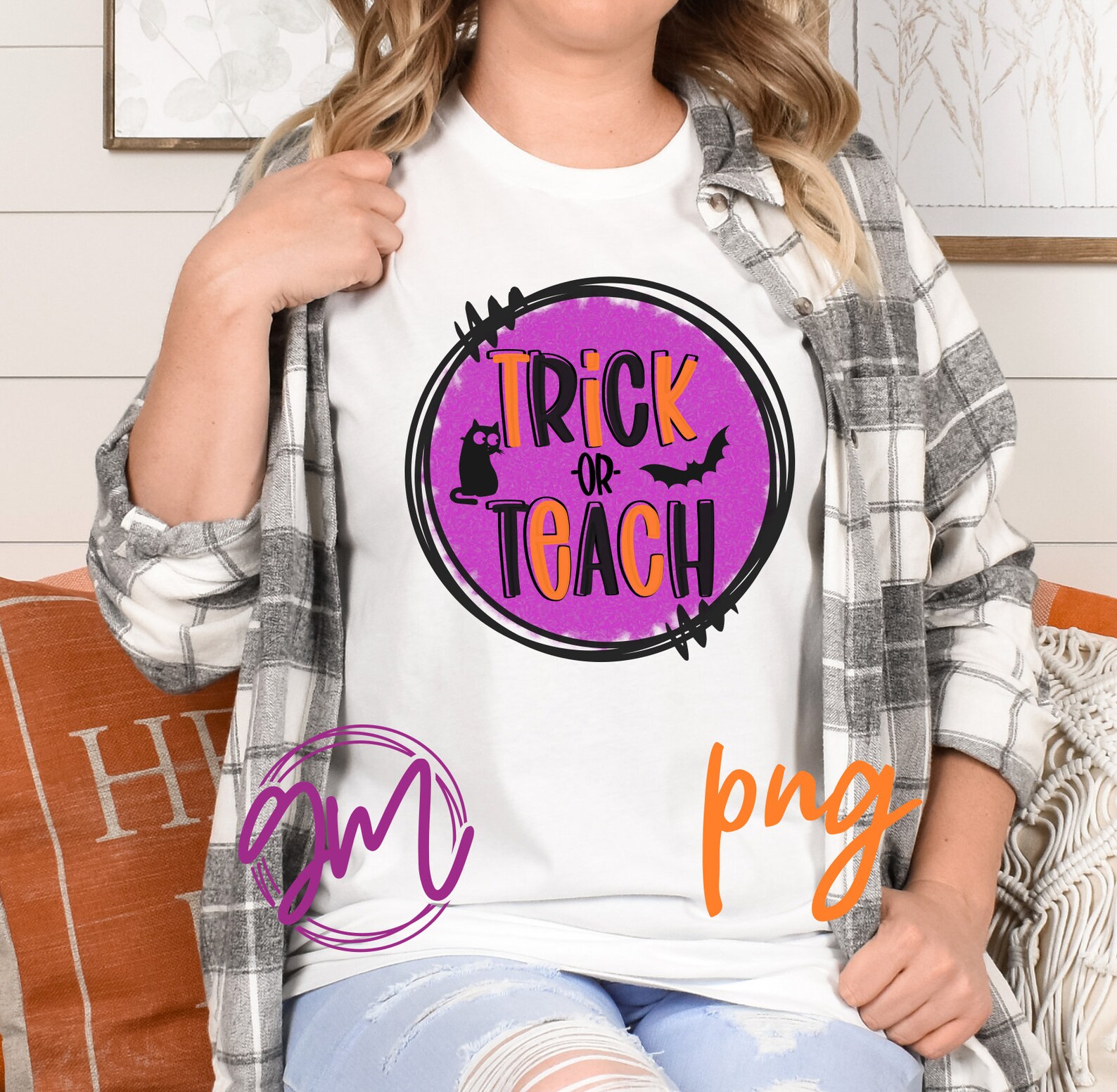 Trick or Teach Teacher PNG Teacher Halloween Design Happy - Etsy