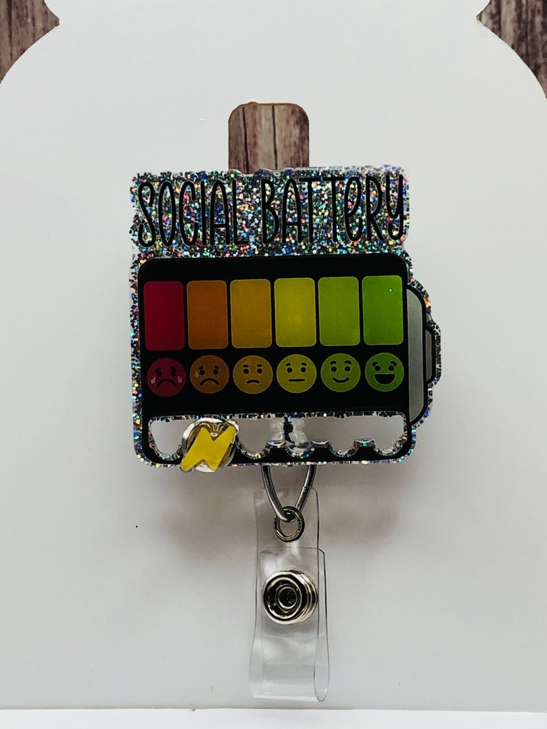 Social Battery Badge Reel - Etsy