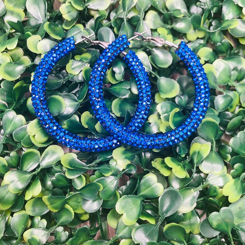 Rhinestone Hoops - Etsy
