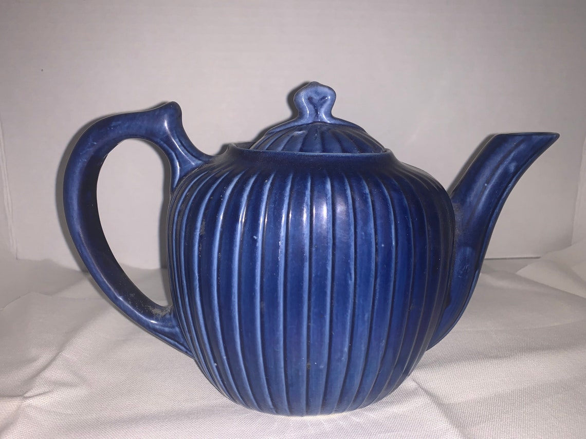Vintage Blue China teapot by Fraunfelter | Etsy